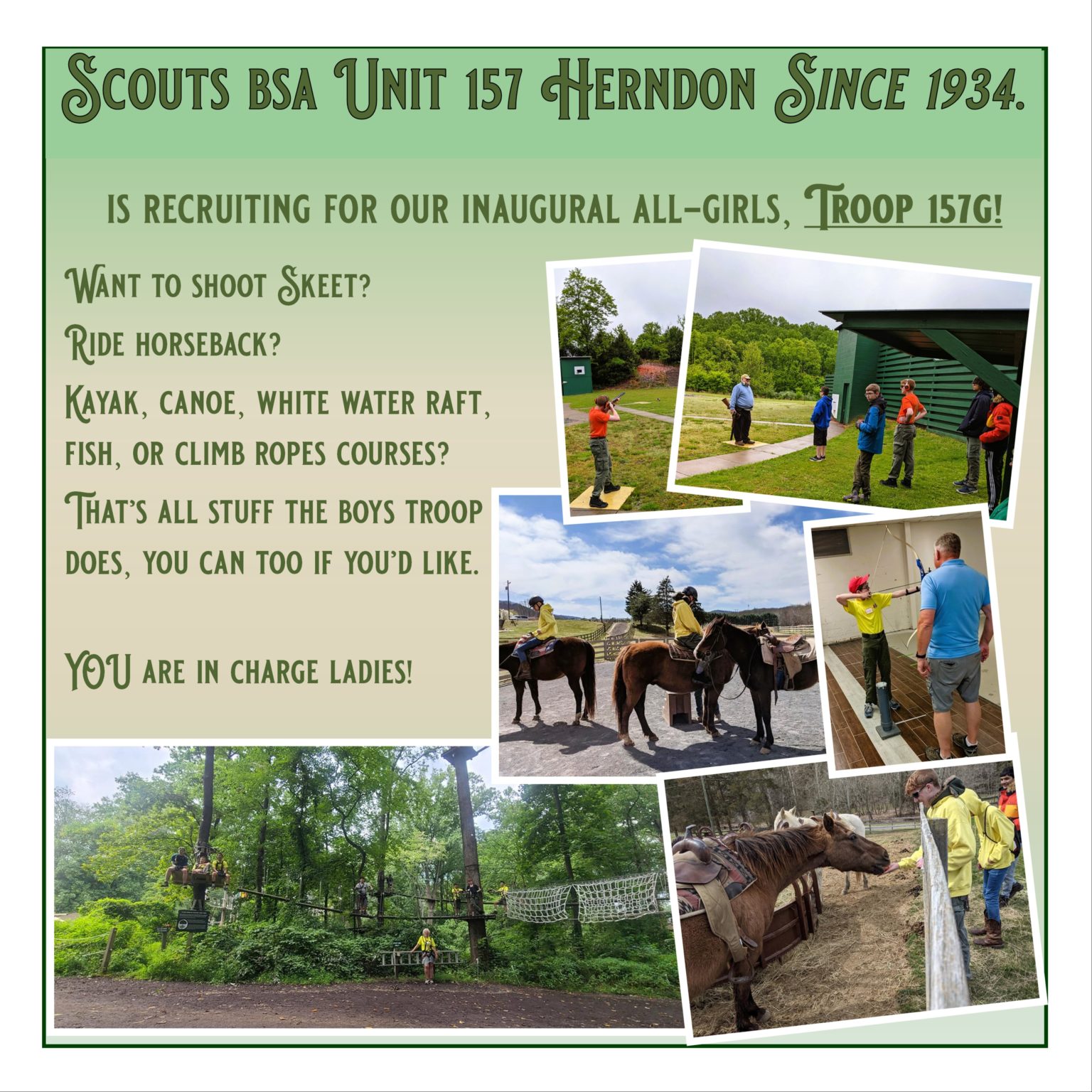 Troop 157 is recruiting for a girls troop -157G! - BSA Troop 157
